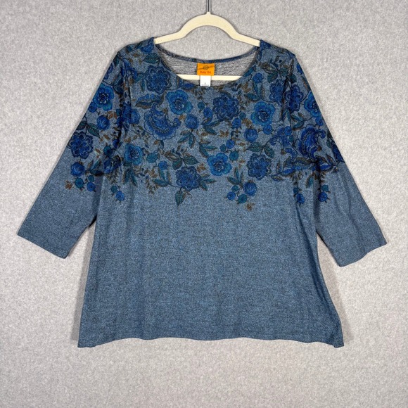 Ruby Rd. | Tops | Ruby Rd Tunic Top Large Floral Roses Knit Stretch ...